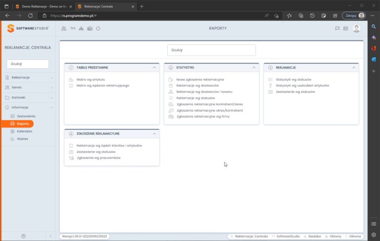 Program do obsługi reklamacji - SoftwareStudio - Demo on line